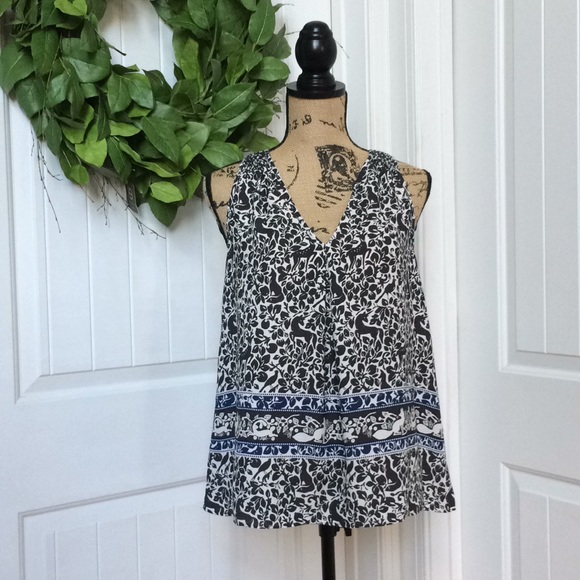 LOFT | Tops | Loft Sleeveless Blackblue Top Unicornfoxdeer | Poshmark